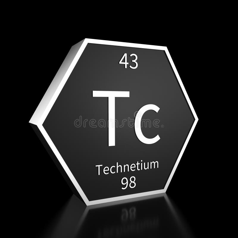 Periodic Table Element Technetium Rendered Metal on Black on Black ...