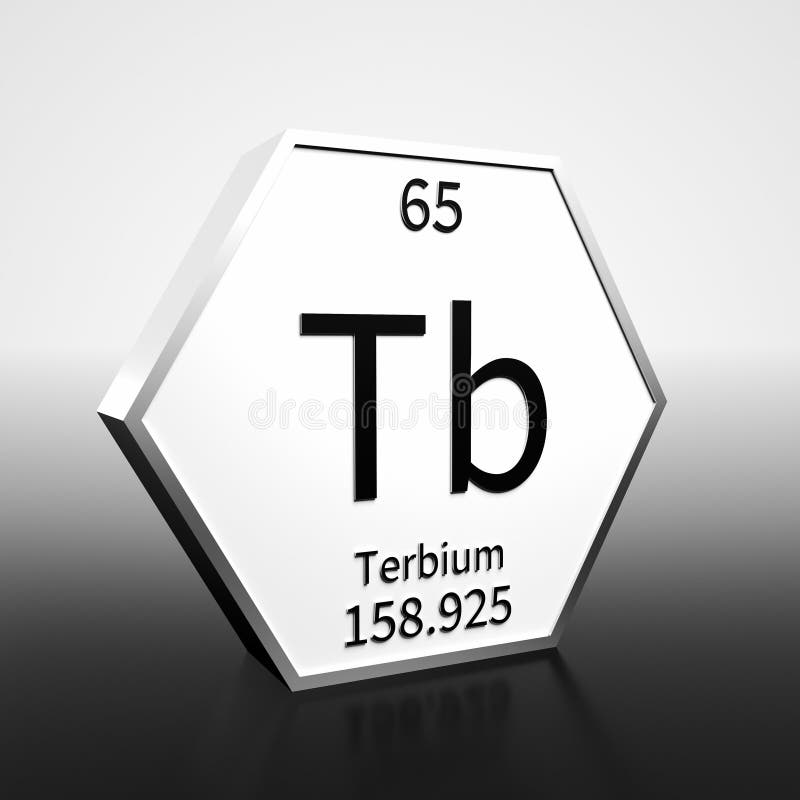 Periodic Table Element Terbium Rendered Black on White on White and ...