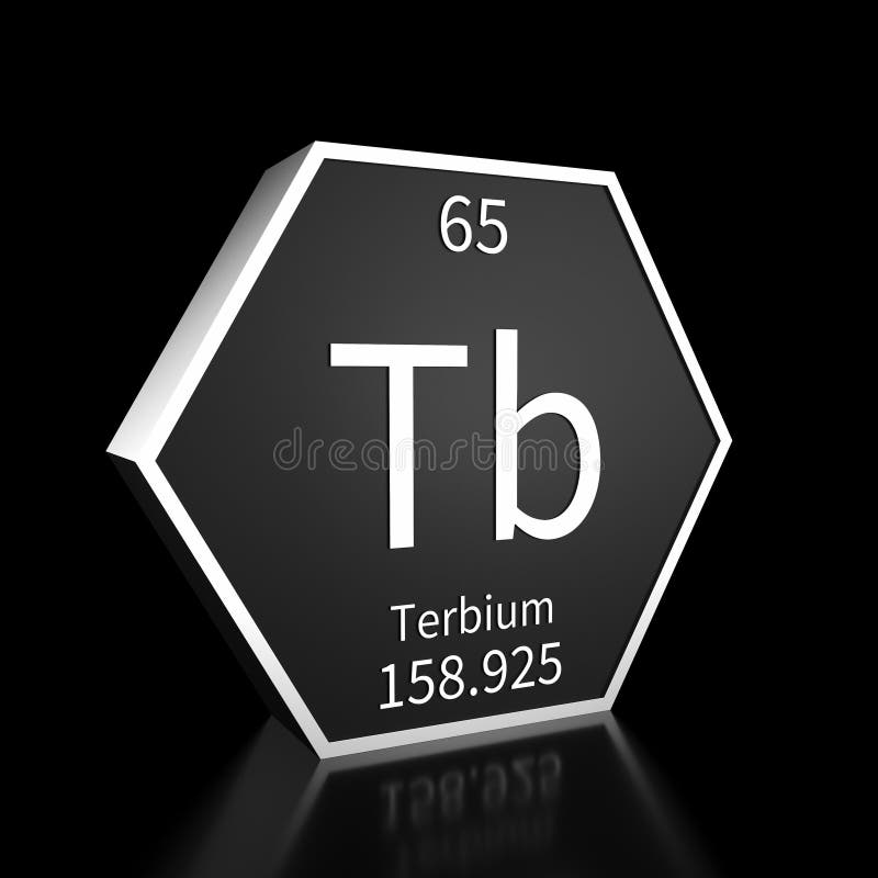 Periodic Table Element Terbium Rendered Metal on Black on Black Stock ...