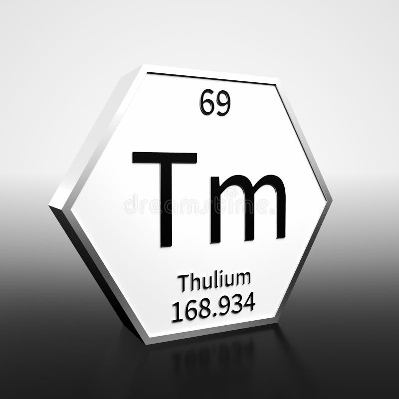Periodic Table Element Thulium Rendered Black on White on White and ...