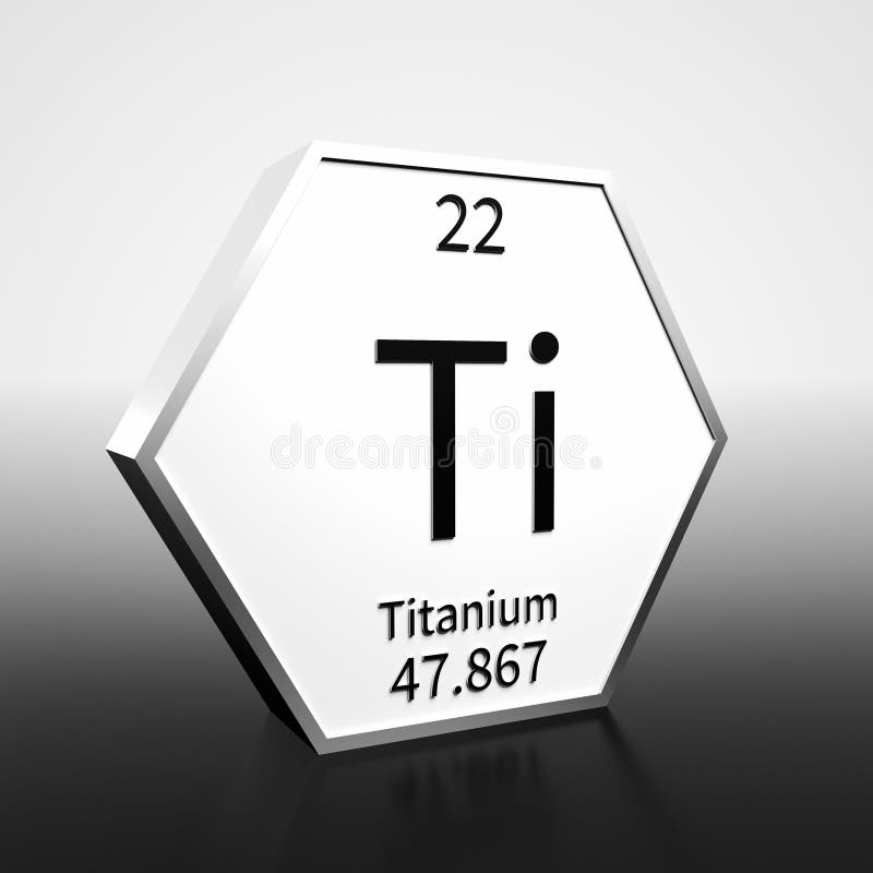 Periodic Table Element Titanium Rendered Black on White on White and ...