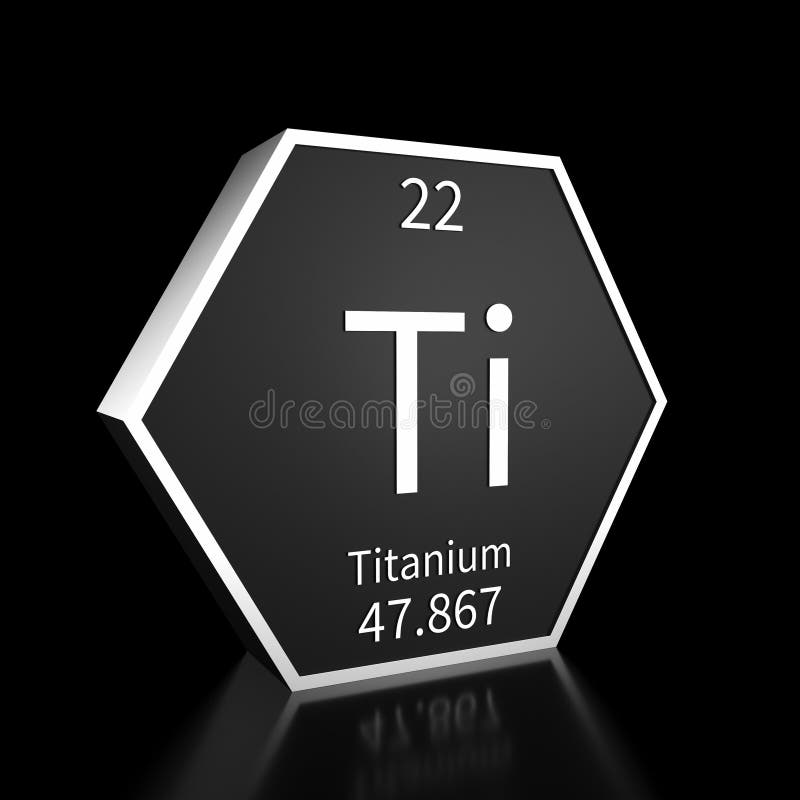 Periodic Table Element Titanium Rendered Metal on Black on Black Stock ...