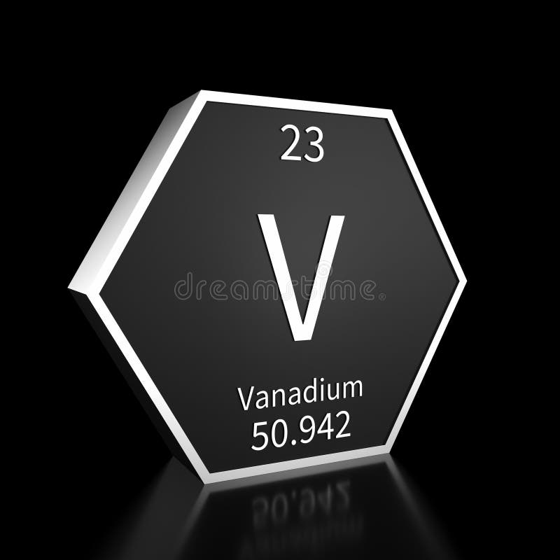 Periodic Table Element Vanadium Rendered Metal on Black on Black Stock ...
