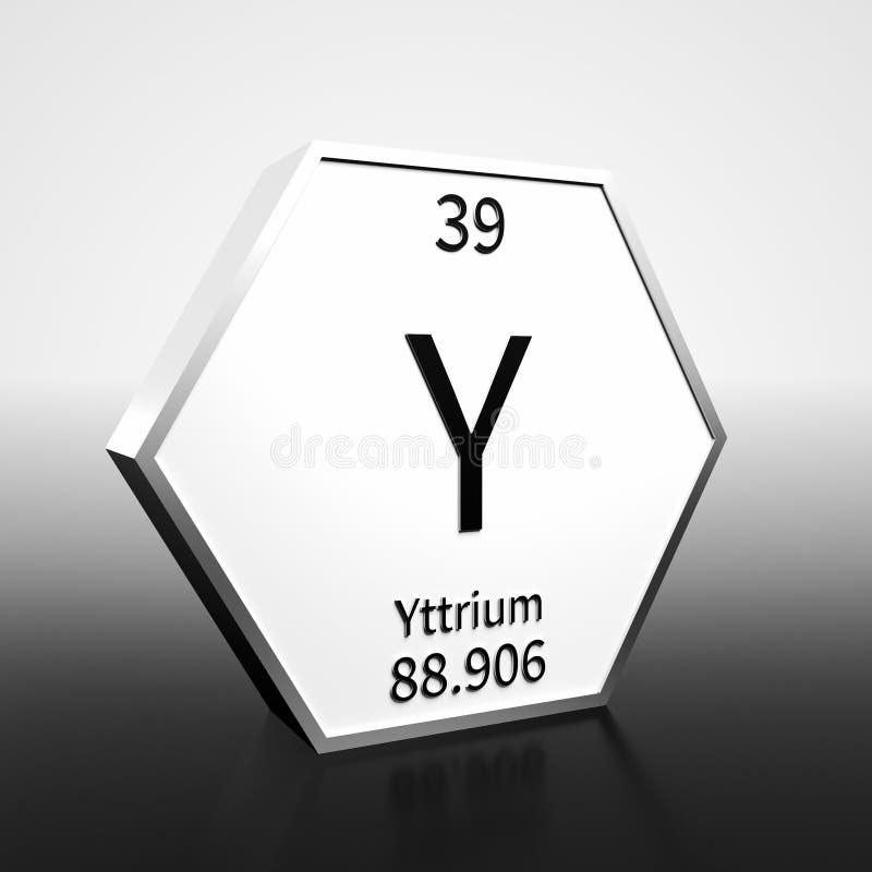 Periodic Table Element Yttrium Rendered Black on White on White and ...