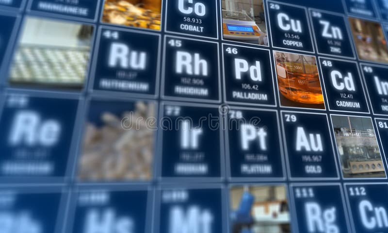 Periodic Table of Elements and Laboratory Tools. Science Concept. Stock ...