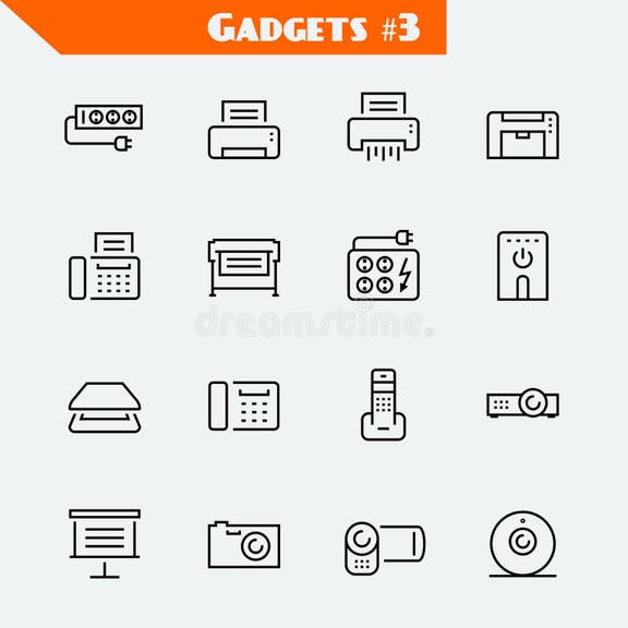 Peripheral Devices and Gadgets Icon Set Stock Vector - Illustration of ...