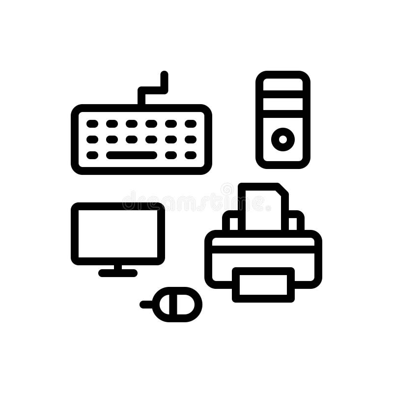 Black Line Icon for Peripheral, Acentric and Monitor Stock Illustration ...
