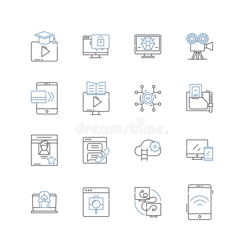Peripherals Line Icons Collection. Monitor, Keyboard, Mouse, Printer ...