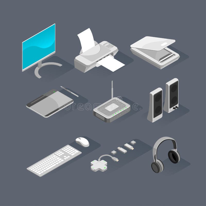 Peripherals for Personal Computer Stock Vector - Illustration of mobile ...