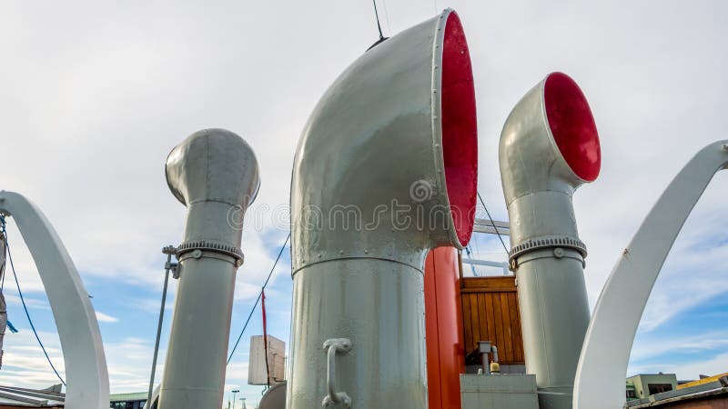 Periscope Style Ventilation Ducts Stock Photo - Image of shipping, ship ...