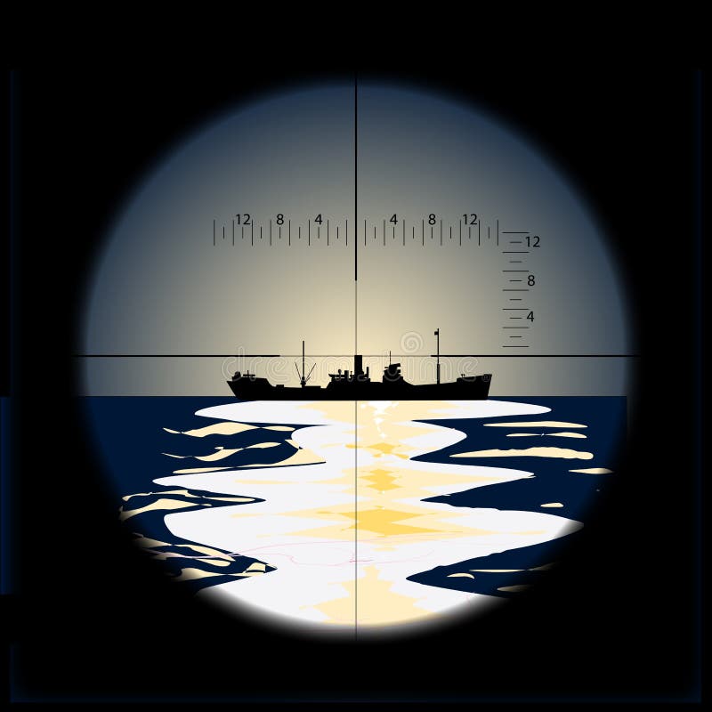 Ship in sight periscope stock vector. Illustration of blue - 58418178