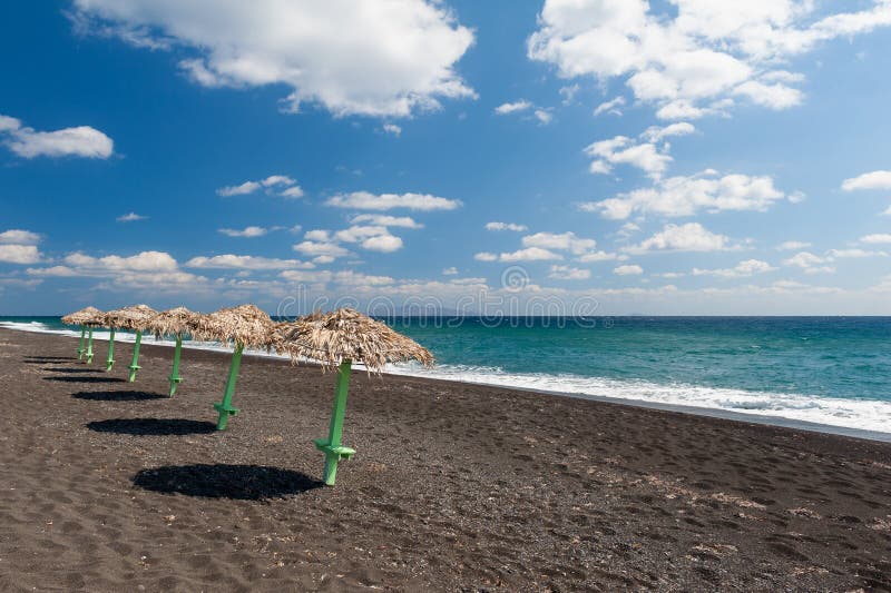 Perissa Beach Santorini Greece Stock Photo - Image of wave, countries ...