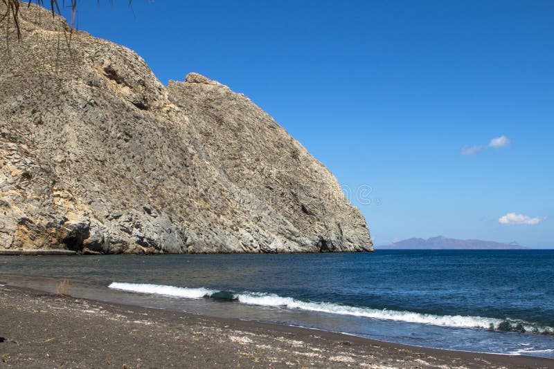 Perissa Beach, Santorini, Greece Stock Image - Image of rock, islands ...