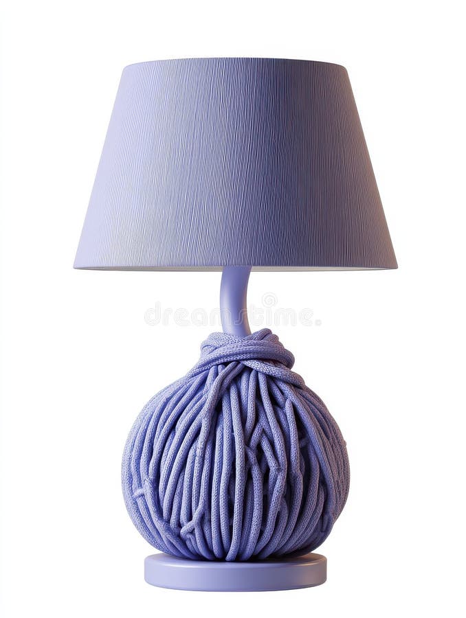 Periwinkle Blue Table Lamp with Textured Yarn Base and Patterned ...