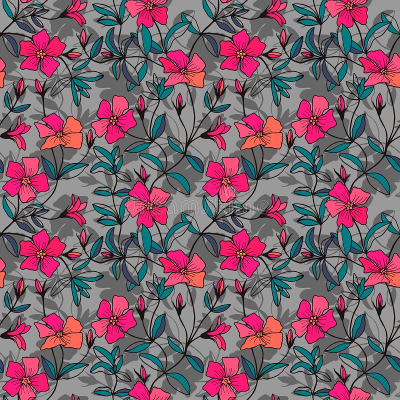 Periwinkle Flowers Seamless Pattern. Vector Stock Illustration Eps10 ...