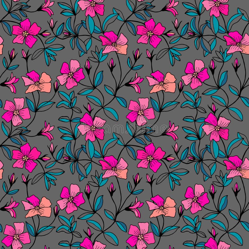 Periwinkle Flowers Seamless Pattern. Vector Stock Illustration Eps10 ...