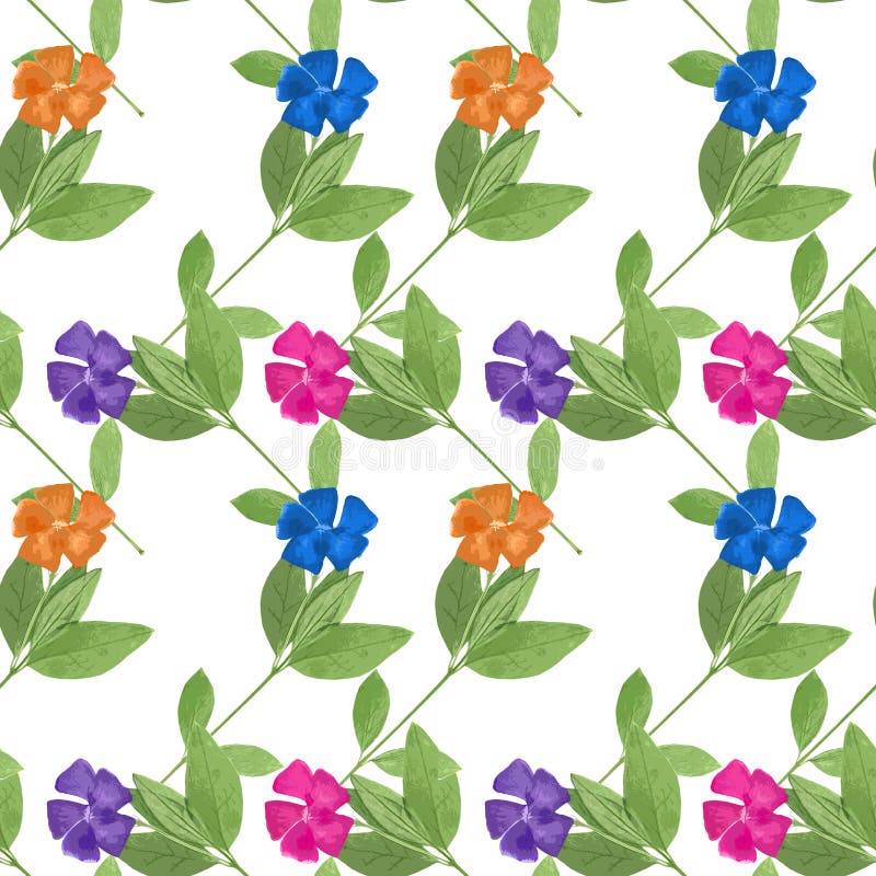 Periwinkle. Seamless Pattern Texture of Flowers. Floral Backgrou Stock ...
