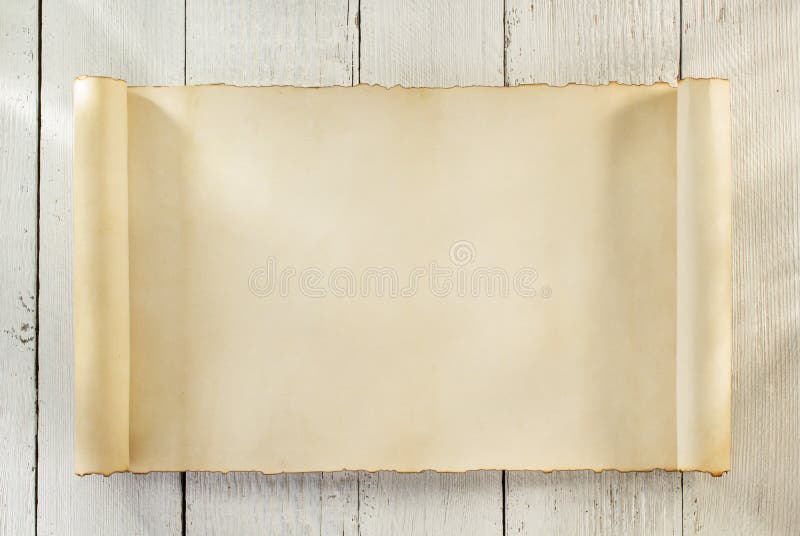 Perkamentrol op hout stock afbeelding. Image of horizontaal - 60636259