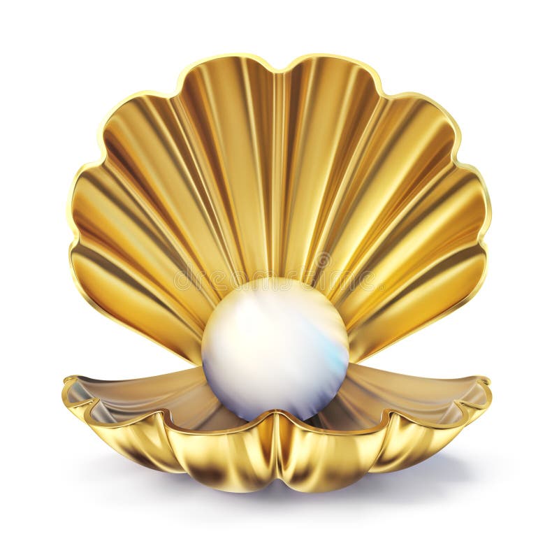 Perla Dorata in Una Conchiglia Di Ostrica Subacquea, Sul Fondale Marino ...