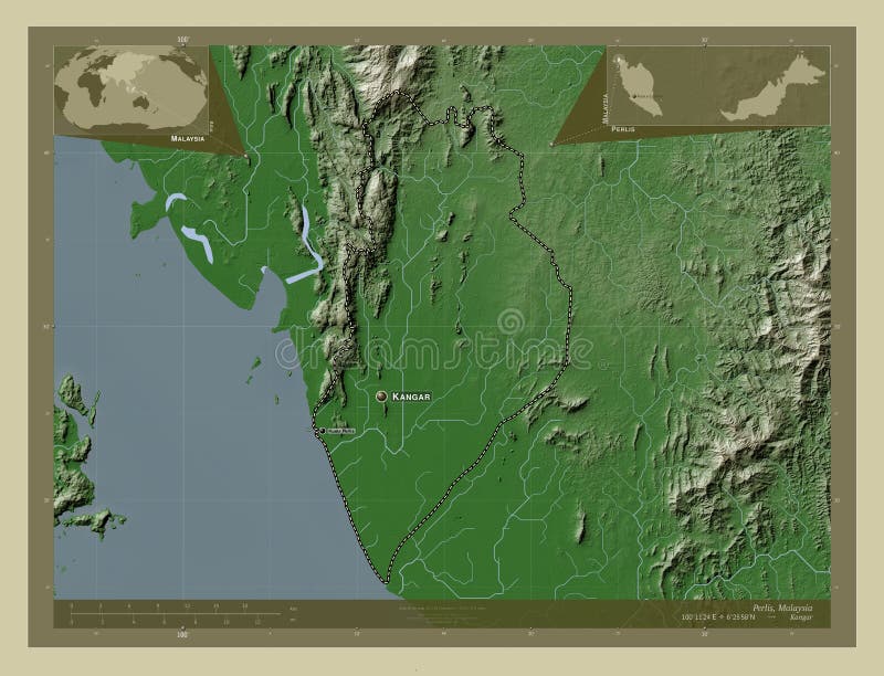 Perlis, Malaysia. Wiki. Labelled Points of Cities Stock Illustration ...