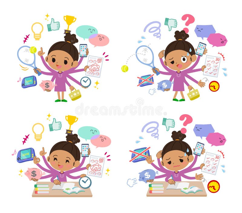 Kids Multitasking Stock Illustrations – 152 Kids Multitasking Stock ...