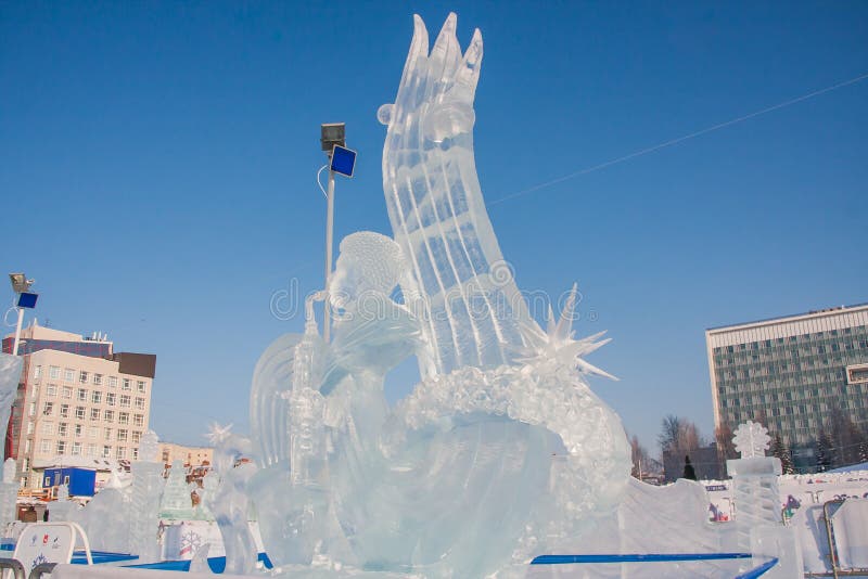 Perm, Russia - January 28.2017: Exhibition of an Ice Sculpture ...