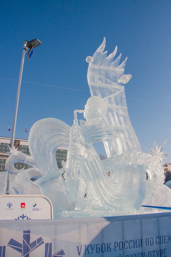 Perm, Russia - January 28.2017: Exhibition of an Ice Sculpture ...
