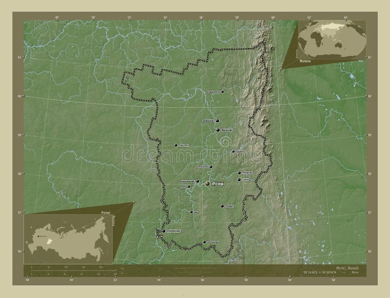 Perm , Russia. Wiki. Labelled Points of Cities Stock Illustration ...