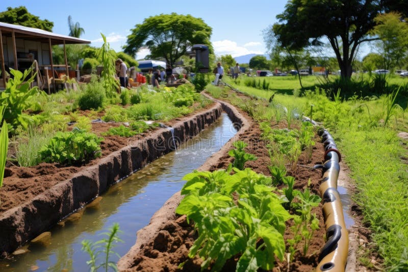 Permaculture Swale System for Water Conservation Stock Illustration ...