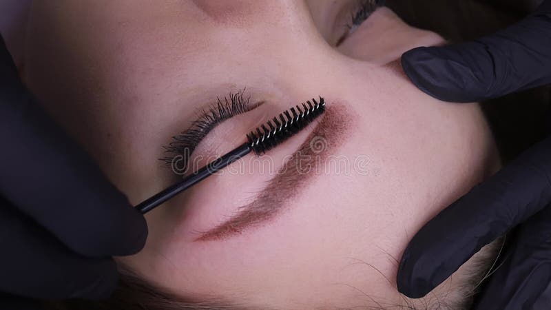 Permanent Eyebrow Tattoo Procedure PMU Stock Video - Video of permanent ...