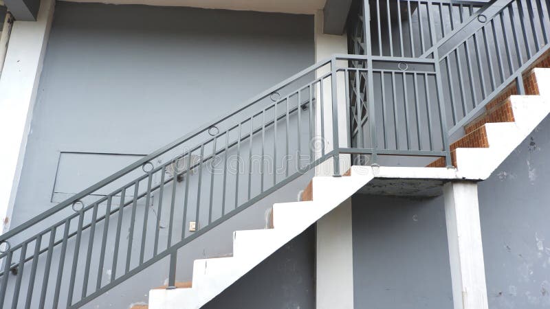 Permanent Home Stairs with Grey Iron Handrail Stock Photo - Image of ...