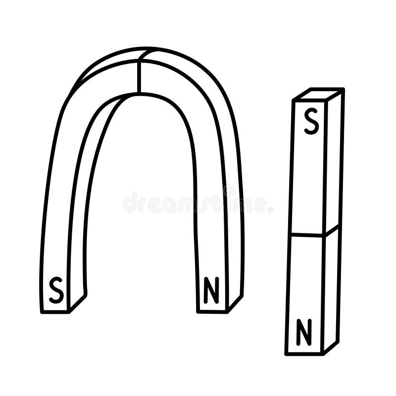 Permanent Magnets Hand Drawn Doodle Vector Illustration Black Outline ...