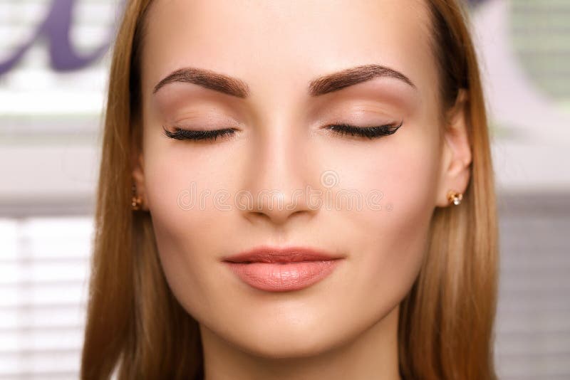 Permanent Make Up on Eyebrows. Stock Photo - Image of apply, hair ...