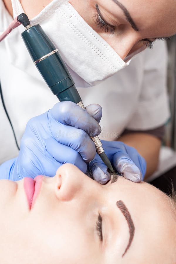 Permanent Make Up on Eyebrows Stock Image - Image of artist, makeup ...