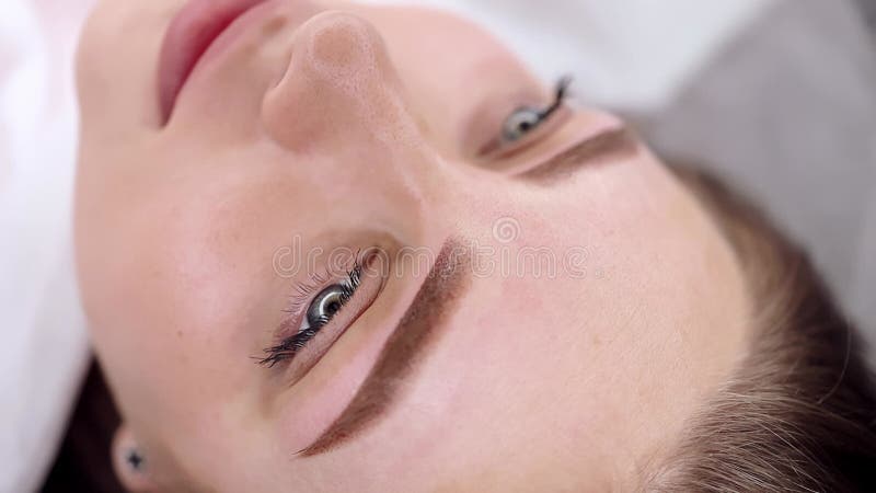 Permanent Makeup Procedure, Performing PMU of Eyebrows Stock Footage ...