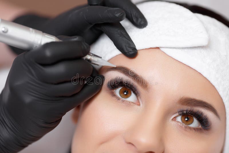 Permanent Makeup. Tattooing of Eyebrows Stock Photo - Image of ...