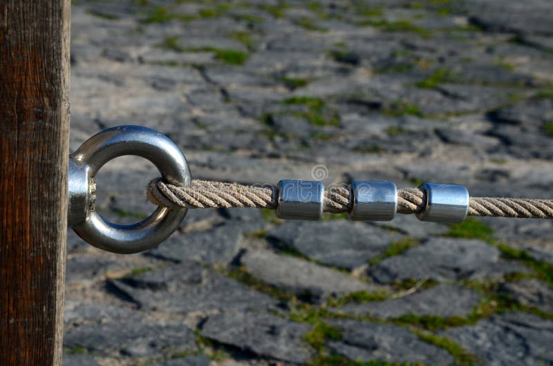 Permanent Securing of the Rope To the Pole. a Steel Eye is Screwed ...