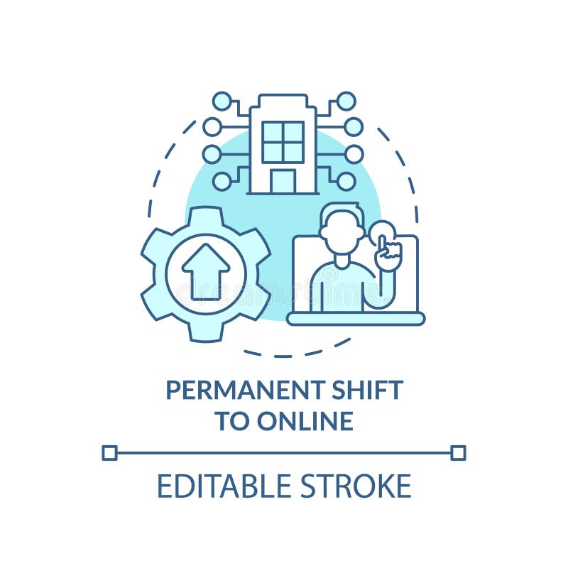 Permanent Shift To Online Turquoise Concept Icon Stock Vector ...