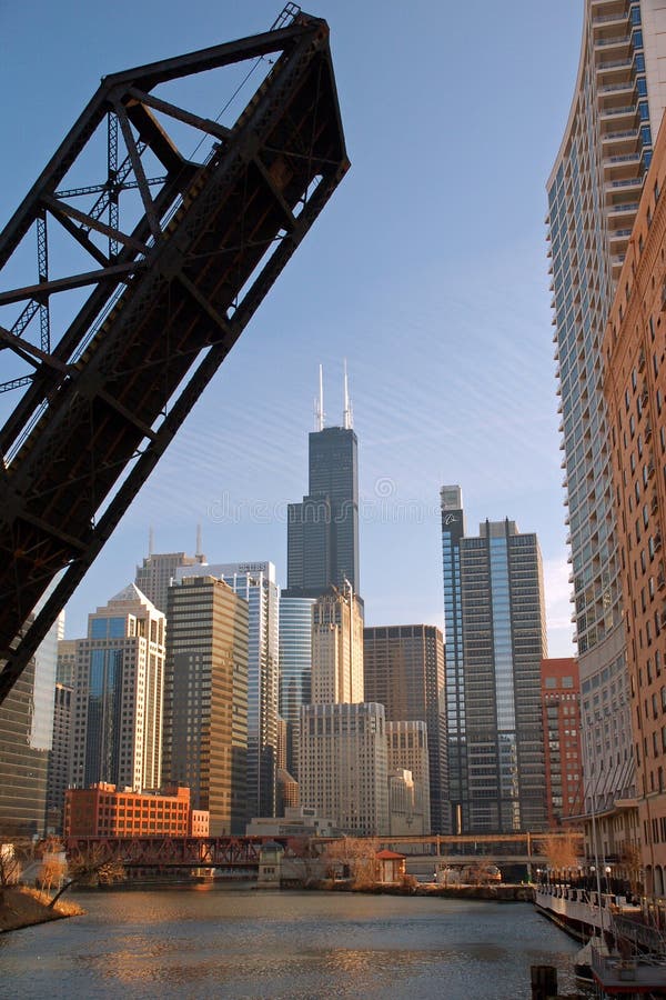 Kedzie Bridge Frames the Chicago Skyline Editorial Stock Image - Image ...