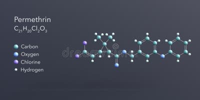 Permethrin Molecule 3d Rendering, Flat Molecular Structure with ...