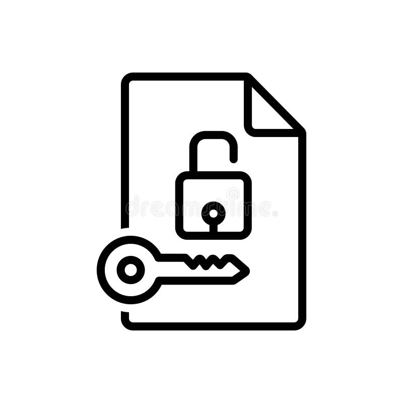 Black Line Icon for Permission, Permit and Folder Stock Vector ...