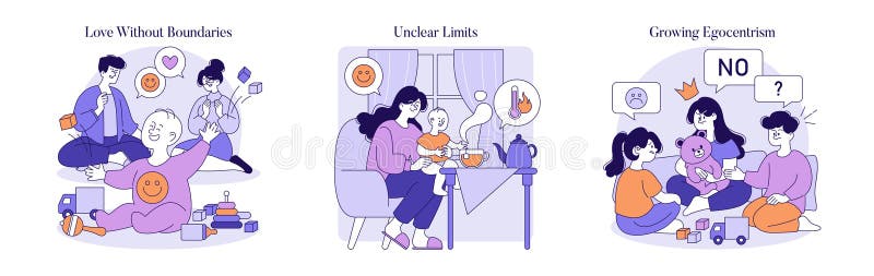 Permissive Parenting Style. Flat Vector Stock Illustration ...