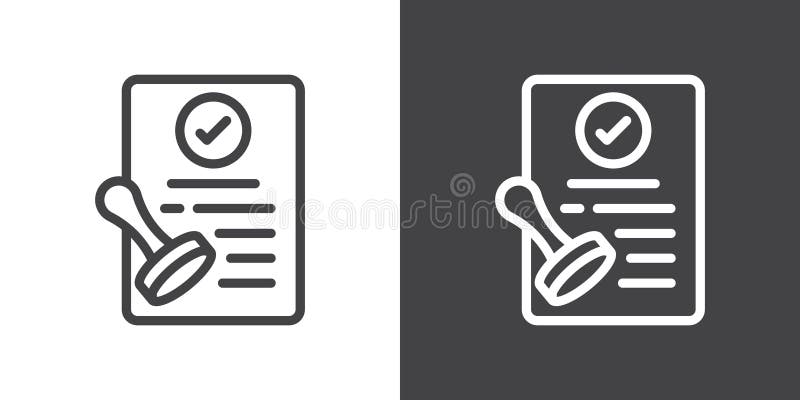 Permit Icon Flat Vector Set Outline Stock Illustration - Illustration ...