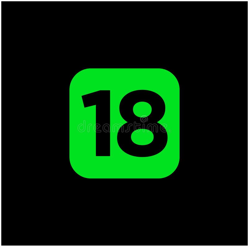 18 Permitir Icono Vectorial. Símbolo Vector De Número 18 Verde ...
