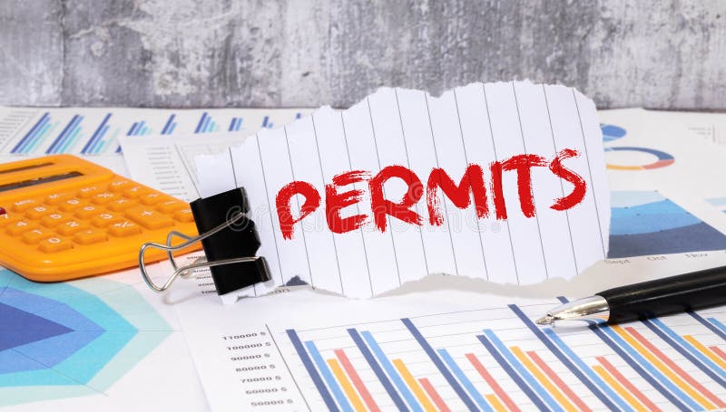 Permits Binder Blue Color with Calculator and Pen in the Office Stock ...