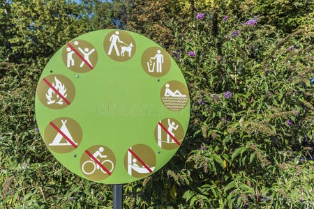 Permitted and Prohibited Activities. Stock Photo - Image of green ...