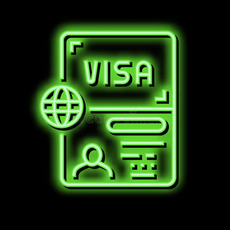 Permitting Document Visa Neon Glow Icon Illustration Stock Vector ...