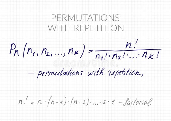 Permutations with Repetition Formula Stock Vector - Illustration of ...