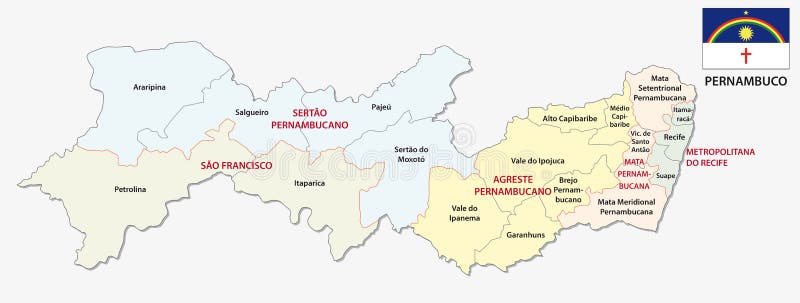 Pernambuco Administrative and Political Map with Flag Stock Vector ...