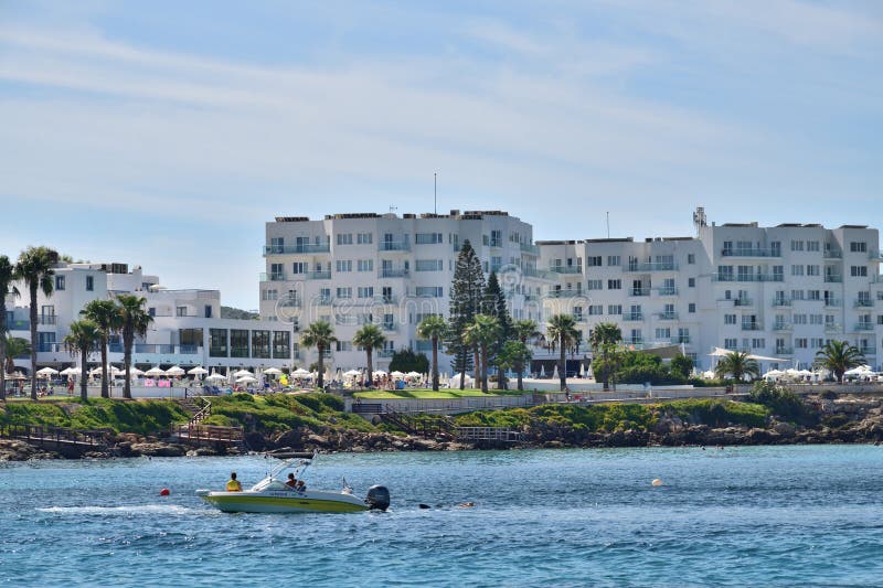 Pernera,, Cyprus - Oct 10. 2019. a View of Resort Hotels from the Sea ...